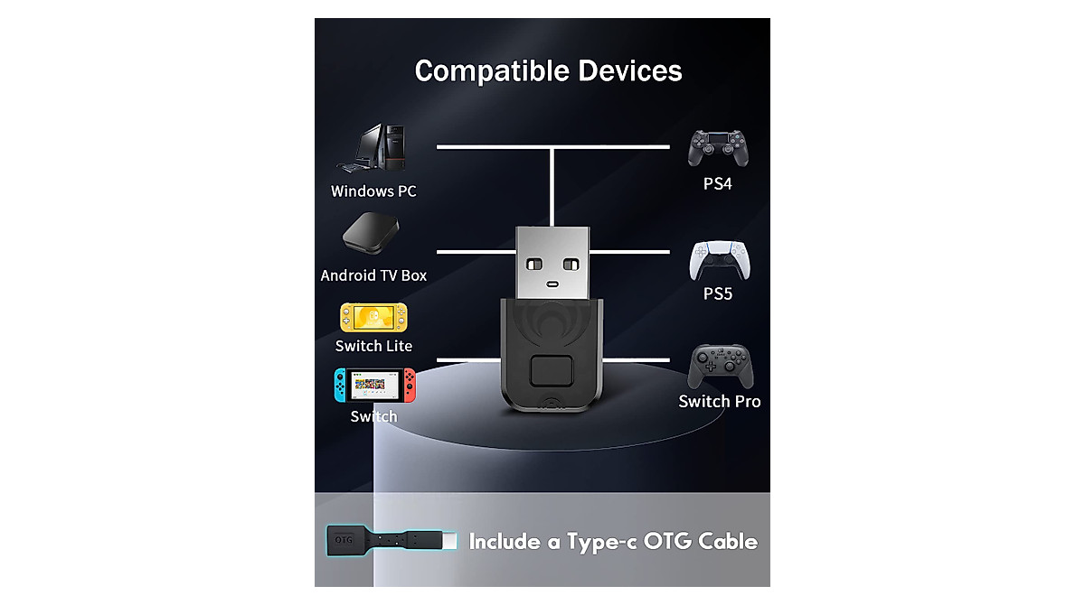 AOLION Wireless Controller Adapter for PS4/PS5 & Switch