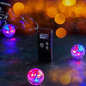 Dunzy 5 Pcs Ghost Hunting Kit Includes Digital Voice Recorders with 4 LED Cat Balls Motion Activated Cat Ball Toy Voice Activated Recorder with Playback for Pet Dog Animals(Black)