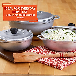 IMUSA USA Traditional Colombian Natural Caldero Matching Aluminum Lid 3-Piece (3.5/7.0/11.0 Quart) Dutch Oven Set, Silver (GAU-89224DS), Large