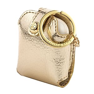 Lilly Pulitzer Leatherette AirPods Holder, Cute Keychain Case with Access to Charging Port (Gold)
