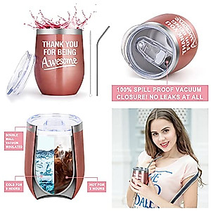 Thank You Baskets for Women, Appreciation Gifts Box, Gratitude Spa Care Package for Coworker Employee Boss Hostess Secretary Nurse Volunteer, 12oz Stainless Steel Wine Tumbler