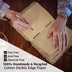 LEATHER VILLAGE - Leather Journal – Vintage Leather Journal – Book of Shadows – Leather Bound Journal – Leather Sketchbook – Antique/Vintage Deckle Edge Handmade Paper of 200 GSM – 8 X 6 inches