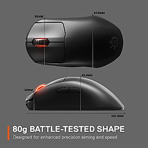 SteelSeries Esports Wireless FPS Gaming Mouse - Ultra Lightweight, Prime Programmable, 18K CPI Sensor, Magnetic Optical Switches, PC/Mac, Black