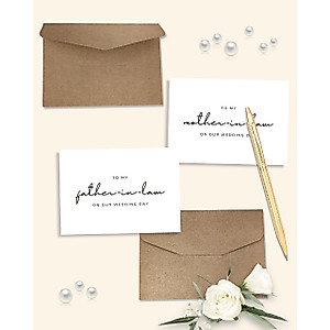 Set of 2 Parents In Law Wedding Day Card, Parents In Law Of The Bride/Groom Gifts, To My Father In Law On Our Wedding Day, To My Mother In Law On Our Wedding Day. （Father/Mother-in-Law B）