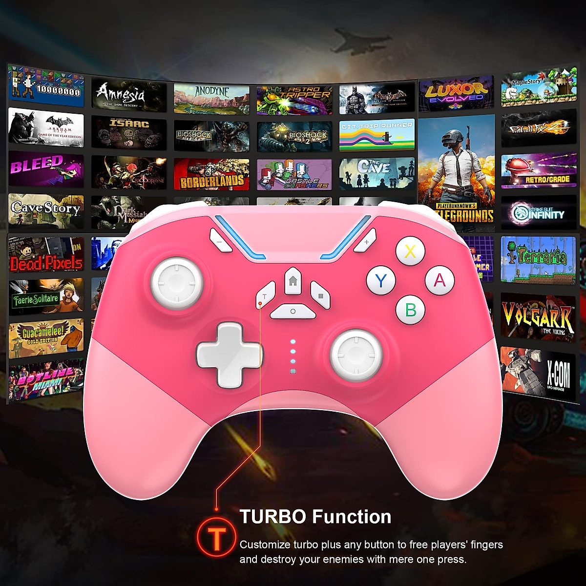 Paton Wireless Switch Controller for Nintendo Switch/Lite/OLED/Windows/Android/IOS Devices Controller, Bluetooth Controllers for Nintendo Switch with Vibration, Motion, Turbo and LED Light-Pink