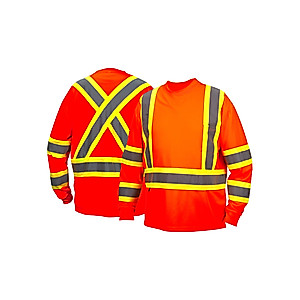 Pyramex RCLTS3120L RCLTS31 Series Long Sleeve T-Shirts Long sleeve moisture wicking t-shirt in orange - large