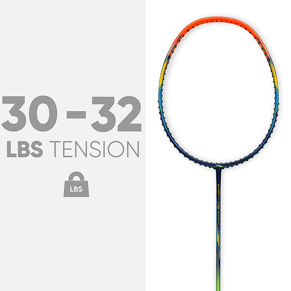 Li-Ning G-Force Superlite 3700 Carbon Fibre Unstrung Badminton Racket with Full Cover (Navy/Orange)