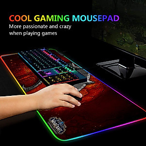 Horde RGB Soft Gaming Mouse Pad Large Oversized Glowing Led Extended Mousepad Non-Slip Rubber Base Computer Keyboard Pad Mat 31.5X 11.8in