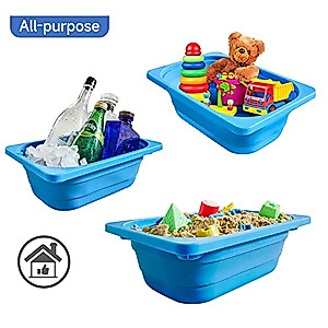 Beright Collapsible Storage Bin, Wash Basin Folding Dish Tub Sink, Space Saving for Dishing, Fruit, and Camping, Hiking and Home, 1 Pack, Blue, Small