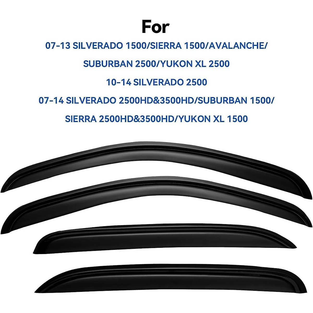Window Visors Rain Guards for 2007-2013 Chevy Silverado/GMC Sierra 1500/Avalanche Crew Cab, Window Vent Wind Deflectors Visors Shades for 2007-2014 Silverado/Sierra 2500HD-3500HD/Suburban/Yukon XL