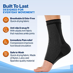 Modvel Foot & Ankle Brace Socks for Sprained Ankle Compression Sleeve - Plantar Fasciitis Relief Brace, Foot Support for Women & Men - Tendonitis & Arthritis Foot Sleeve, Stabilizing Ankle Wrap