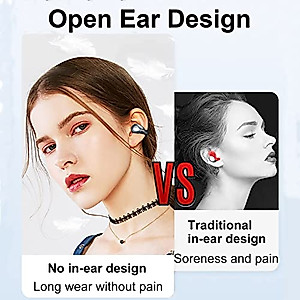 Wireless Ear Clip Bone Conduction Headphones Bluetooth Open Ear Earbuds Sport Wireless Earbuds with Earhooks Up to 16 Hours Playtime Earclip Waterproof Outer Ear Headphones for Android iPhone Windows