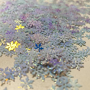 2000 Pieces Snowflakes Party Glitter PVC Confetti for Christmas Table Confetti Glitter for Winter Snowfield Wonderland Xmas Party Supplies DIY Craft Projects Party Decorations