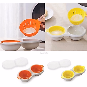 WWLUCKY Draining Egg Boiler for Microwave, Perfect Double Egg Poacher, Silicone Egg Boiler Cups, Double Egg Cups for Boiled Eggs, Draining Egg Boiler Set, Kitchen Cooking Gadget Tools, Blue