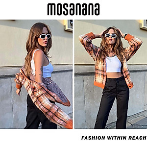 mosanana Trendy Sunglasses for Women Men Creamy White Rectangle Vintage Retro Fashion Cool 90s Cute Ladies Rectangular Funky 70S Aesthetic Small 2000s Skinny Stylish Chunky 2023 Unique Shade Tracer