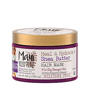 Maui Moisture Heal & Hydrate + Shea Butter Hair Mask & Leave-In Conditioner Treatment to Deeply Nourish Curls & Help Repair Split Ends, Vegan, Silicone, Paraben & Sulfate-Free, 12 Ounce