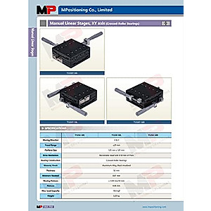Precision XY Linear Stage, MPositioning T125XY-50L Manual XY Translation Stage 50 mm Travel in 2-Axis 125 x 125 mm Platform Table