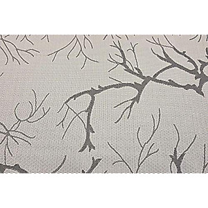 Unique Loom Outdoor Botanical Collection Area Rug - Branch (7' 1" x 10' Rectangle, Light Gray/ Gray)