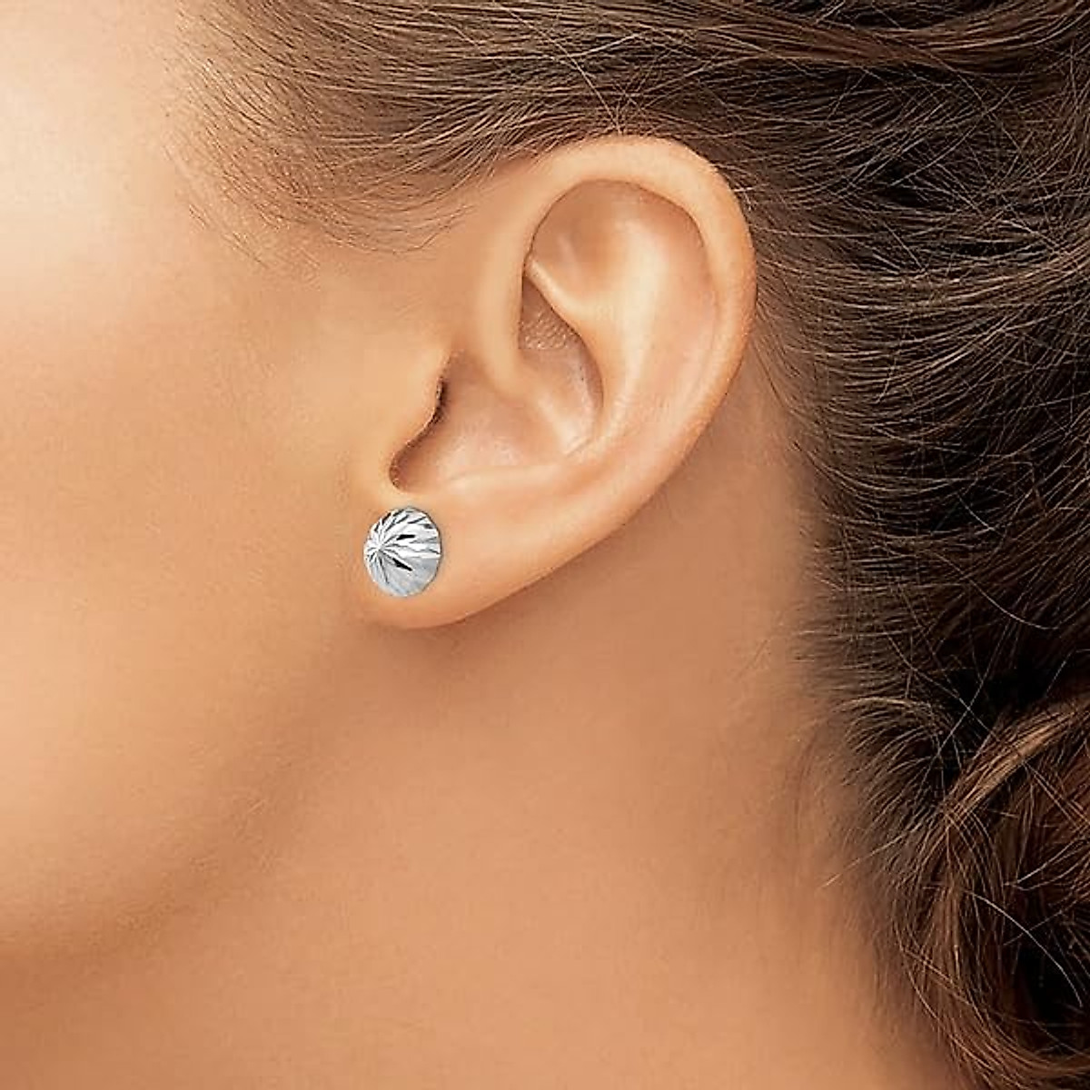 14K White Gold Half Ball Stud Earrings