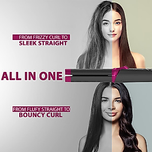 Supsilk Breeze Airflow Hair Styler, 2-in-1 Hair Straightener and Curler, Create No Damage Long Last Bouncy Curls Waves & Smooth Straight, Ceramic Tourmaline Flat Iron Curling Iron with 5 Heat Settings