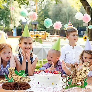 10 Pcs Leopard Birthday Decorations Leopard Table Centerpiece 3D Jungle Honeycomb Centerpieces Cheetah Birthday Decorations Cheetah Party Decorations for Jungle Happy Birthday Party Baby Shower