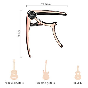 Rosen Champagne Guitar Capo 3in1 Metal Capo Picks Set for Acoustic Guitar Electric Guitars Ukulele Mandolin Banjo