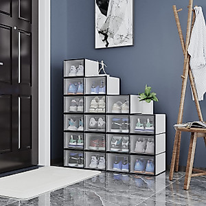 YITAHOME Shoe Storage Box, Set of 12 Medium Size Shoe Storage Organizers Stackable Shoe Storage Box Rack Containers - Medium Size（13.8’’L x 9.8’’W x 7.3’’H）