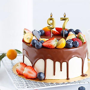 AOOLADA 79th 97th Birthday Candles, Gold 97 79 Year Old Number Birthday Candles, Birthday Party Decorations Cake Topper Gifts for Men Women