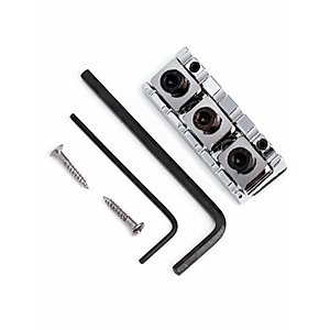 Bogart Guitar String Locking Nut for Floyd Rose Style Adjustable Height Locking Guitar Tremolo Bridge with Mounting Screw Shims and Wrench Chrome.