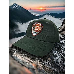 PNW Wonderland Apparel National Park Service Hat Dad Cap Ultra Comfy with National Park Service Woven Patch Unisex (Green), One Size