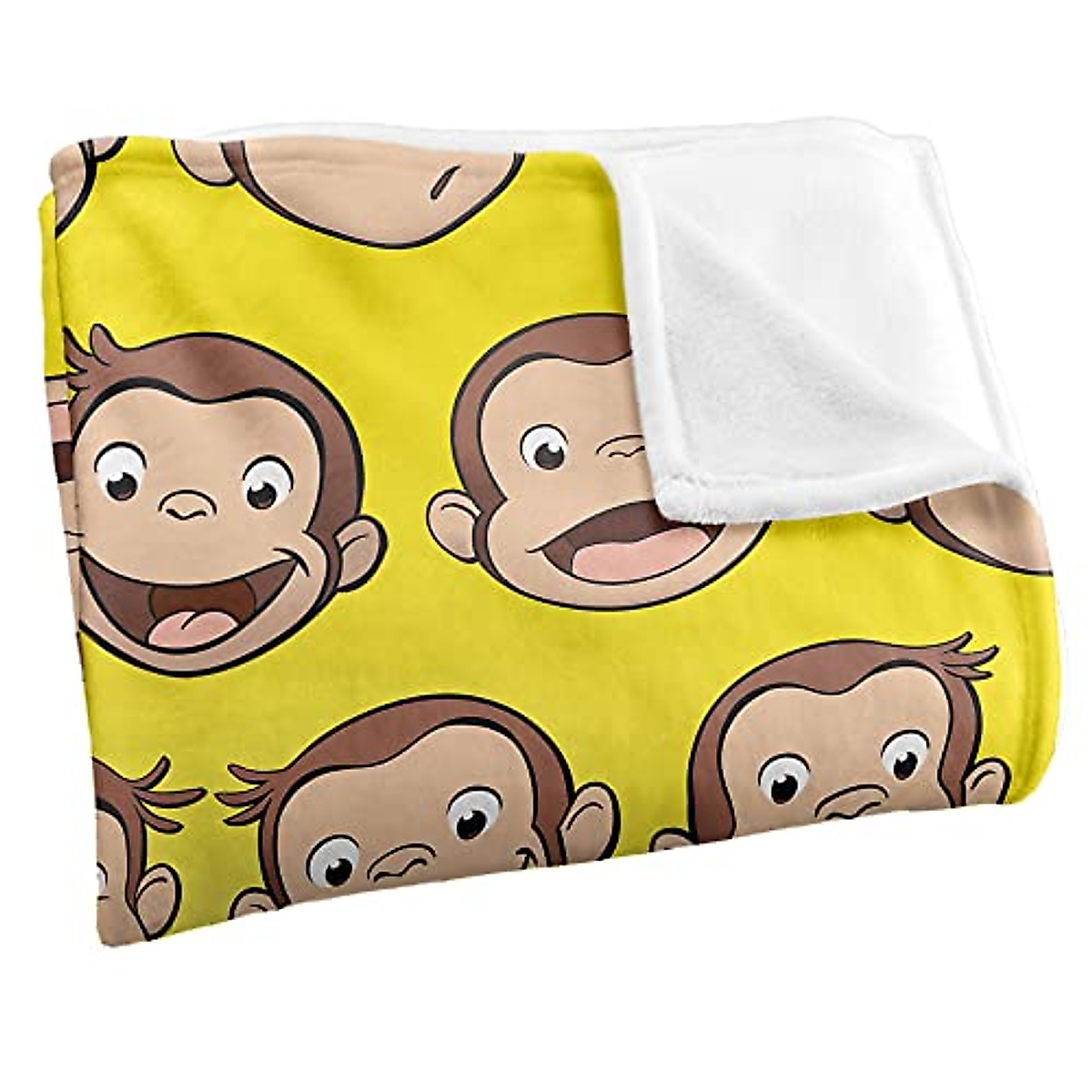 Trevco Curious George Heads Silky Touch Super Soft Throw Blanket 36" x 58"
