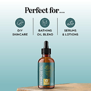 Pure Evening Primrose Oil for Skin - Cold Pressed Natural Face Moisturizer and Nourishing Hair Oil - Use in DIY Skin Care for Dry Flaky Skin Hydration and as a Carrier Oil for Essential Oils Mixing