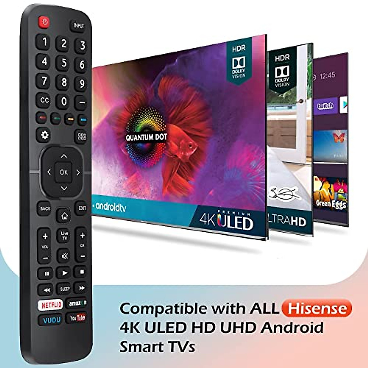 Marvour for Hisense-TV-Remote Compatible with All Hisense 4K LED HD UHD Smart TVs