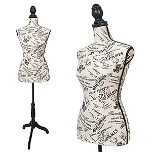 Sewing Mannequin Torso Dress Form, Female Manikin Body with Tripod Base Stand, Adjustable Clothing Foam Form 58-67 inch Height, for Dressmakers Dress Jewelry Display, Crowns