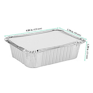 SENJEOK 125 Pack 8oz Aluminum Foil Pans with Lids, 240ml Aluminum Foil Containers, 4.8 x 3.7 x 1.3 Inch Tin Foil Tray for Household, Take Outs
