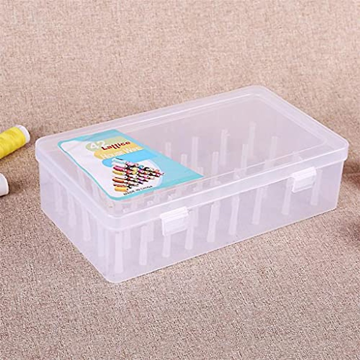 LUKEO Portable Box Sewing Bobbins Threads Storage Sorting Case Organizer Translucent Clear Spools