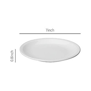 AmazonCommercial 12-Piece Porcelain, 7 Inch Dessert Plate Set, White