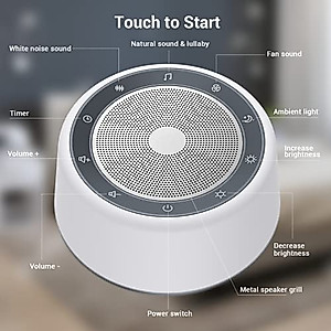 White Noise Machine with 30 Soothing Sounds and 7 Colors Warm Night Light for Sleeping, 5 Timers Portable Plug in Sound Machine for Baby, Adults