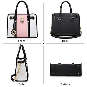 Women Handbags Purses Satchel Bags Top Handle Work Tote Shoulder Bags with Matching Wallet (Pink/White)