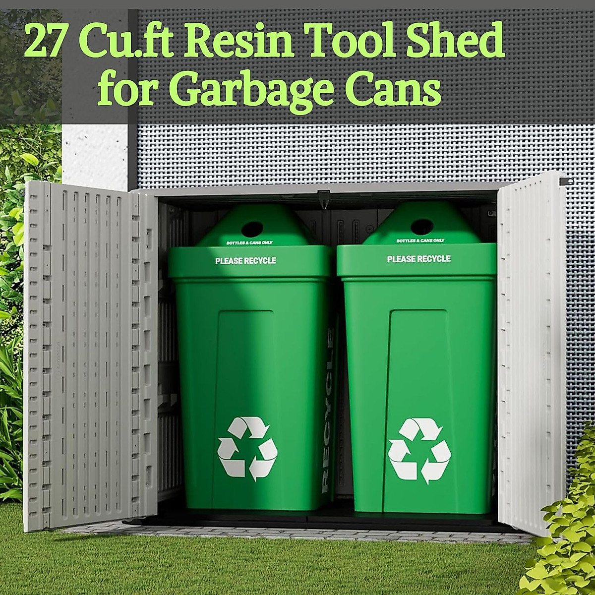 ZZM Outdoor Storage Shed, 4x2.5 FT Lockable Resin Storage Cabinet, Waterproof for Patio Furniture Cushions, Pool Supplies, Gardening Tools, Weatherproof and UV Resistant