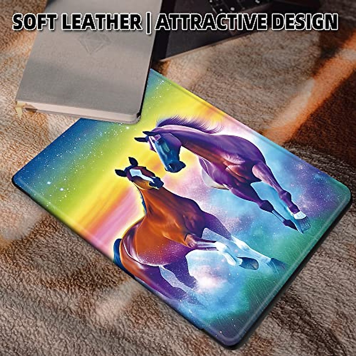 RYUITHDJP Tablet Case 7 Inch for Kindle Fire 7 2022/2023 12th Gen 360 Degree Rotating Swivel Stand, RYUITHDJP for Amazon Kindle Fire 7 Tablet Case Multi Angle Stand Cover-Horse