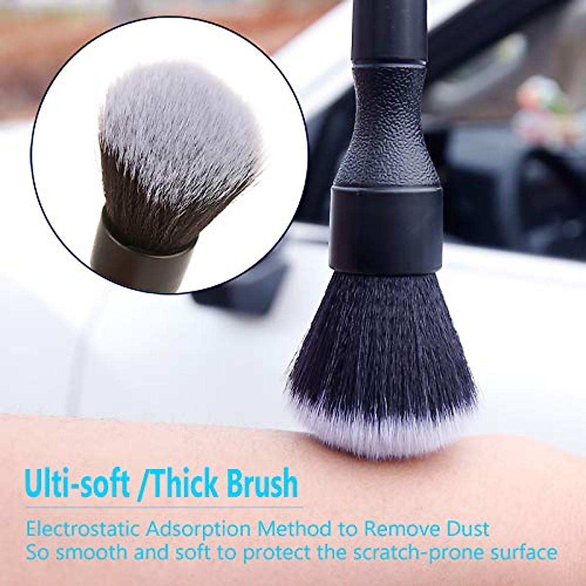 Ultra- Soft Car Detailing Brush Set, Auto Detail Brush Kit for Elegant Surfaces, Interior Exterior No Scratch for Cleaning Air Vent Engine Bay Emblems Dashboard Seat Wheel, Engine, Wheel Nut…