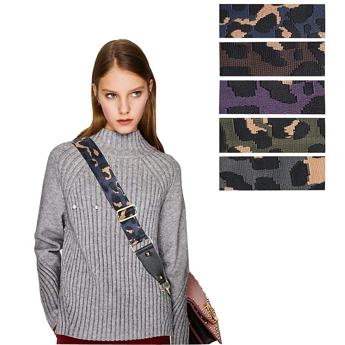 1.97" Wide Strap Adjustable Crossbody Bag Strap Replacement All-Match Canvas Strap Purse Strap Handbags Strap (Dark Blue)