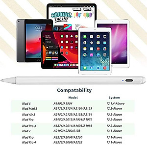 Pencil for Apple iPad Air 5th/4th/3rd Generation,Palm Rejection Stylus Pen for iPad Air 5th/4th/3rd, Tip Stylus Compatible with Apple Pencil 2nd Generation for iPad Air 5/4/3,White