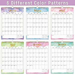 2023-2024 Wall Calendar - 18 Monthly Wall Calendar 2023-2024, 12" x 17", Jul. 2023 - Dec. 2024, Twin-Wire Binding, Hanging Hook, Blocks and Julian Dates - Colorful Waterink