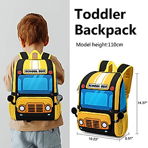 Kids Backpack for Boys Girls Preschool Bookbags 3D Cartoon Daycare Toddler Bags Yellow and Blue