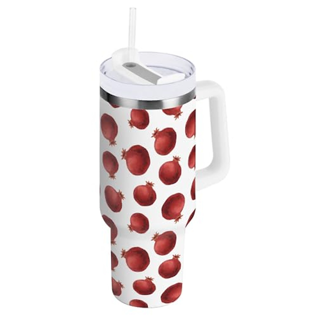 ARGTILDN 40 oz Tumbler Pomegranate Fruit Insulated Travel Mug with Handle and Straw Lid Stainless Steel Vacuum Coffee Cup Tea Beverage Container Water Bottles for Car Sports office