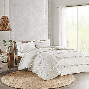 Leona 3 Piece Pom Pom Cotton Duvet Cover Set