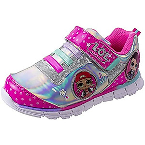 L.O.L. Surprise! Girls Sneakers, Light Up Tennis Shoe with Strap, MC Swag and Rocker, Pink, Girls Size 2
