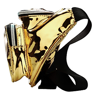 Shiny Neon Fanny Bag for Women Rave Festival Hologram Bum Travel Waist Pack (Gold)